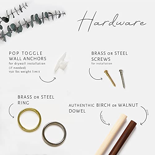Bathroom Fixture Kit includes leather & wood Toilet Paper Roll Holder, Bath Towel Rail, leather & brass hanging Hand Towel Ring hook with gold hardware, straps are wall mounted, accessories rack