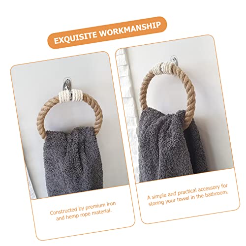 Veemoon Kitchen Rings Wooden Stand Wall-Mounted Bohemian Woven Decorative Accessories Hand Ring Bath Shower Design Storage Rope Bathroom Mount Holder Towel Bedroom Shape Rack Rustic