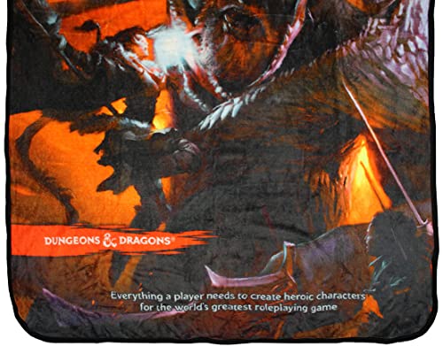 Bioworld Dungeons and Dragons D&D Player's Handbook Fifth Edition Design Plush Throw Blanket