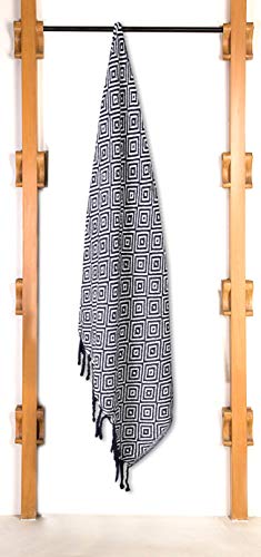 Throw Blanket With Fringes In Diamond Design 50x60 Inch - Navy White Cotton Throw For Sofa, Chair, Bed, & Everyday Use, Well crafted for durability, Farmhouse Throw,All Season Throw Blanket