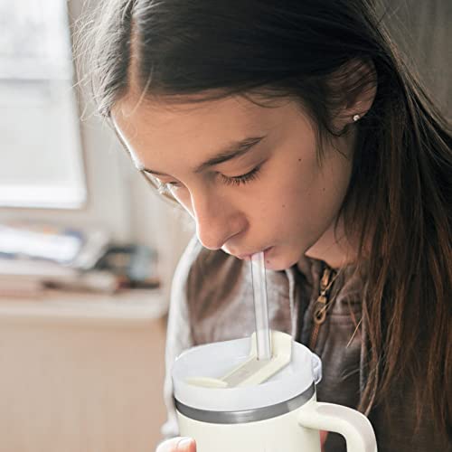 6Pcs Replacement Straws for Stanley Water Bottles, Plastic Straws Reusable Cleaning Brush Compatible with 14/20 /30/40 OZ Water Bottle, Cup Straws Drinking Reusable, Bottle Accessories (White)