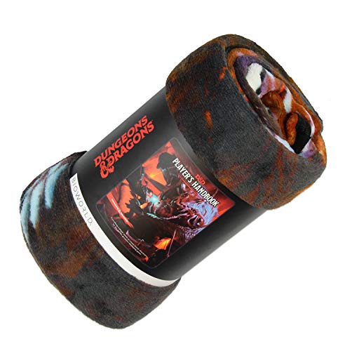 Bioworld Dungeons and Dragons D&D Player's Handbook Fifth Edition Design Plush Throw Blanket