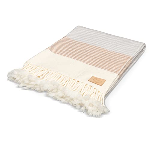 Ritzy 100-Percent Fine Merino Wool Throw Blanket - Ultra Soft 18 Microns Merino Wool Light-Weight 400 GSM 3 LB - Machine Washable - Sea Salt Grey