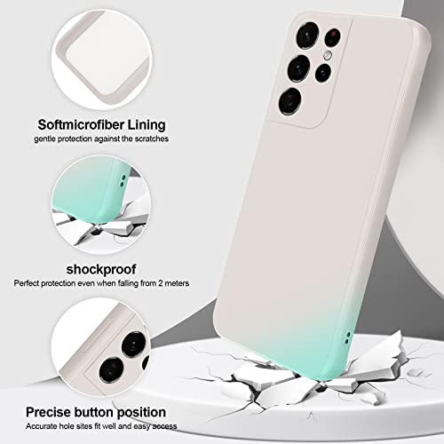 GiiYoon Silicone Case Compatible with Samsung Galaxy S21 Ultra 5G, Full Body Silky Soft Touch Phone Case with Camera Protection, Shockproof Cover with Microfiber Lining, Off White