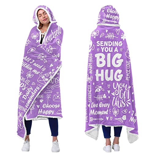 Inspirational Gifts for Women - Spring Summer Soft Blanket Hoodie - Mother 's Day Gifts for Friends Mom Sister Coworker Female Women Her Wife - Birthday Gifts for Women - Big Hug Fleece Hooded Blanket