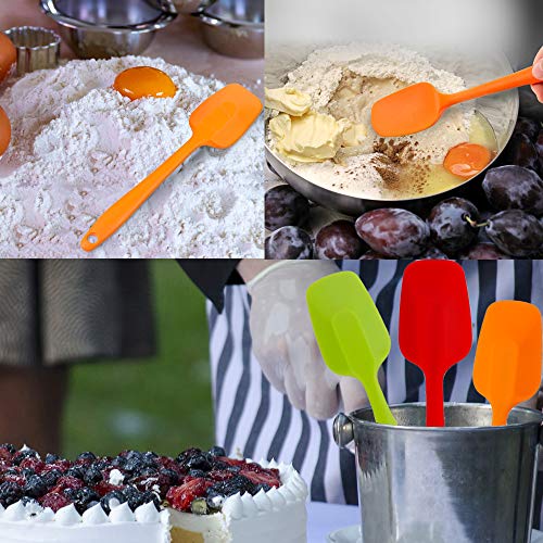 Delidge 4-Piece Silicone Spatula 11inch Large Rubber Heat-Resistant Baking Spatulas Baking Mixing Tool Non-Stick Flexible Seamless Spatulas with Stainless Steel Core