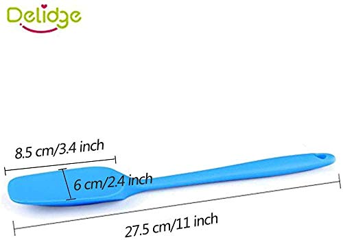 Delidge 4-Piece Silicone Spatula 11inch Large Rubber Heat-Resistant Baking Spatulas Baking Mixing Tool Non-Stick Flexible Seamless Spatulas with Stainless Steel Core