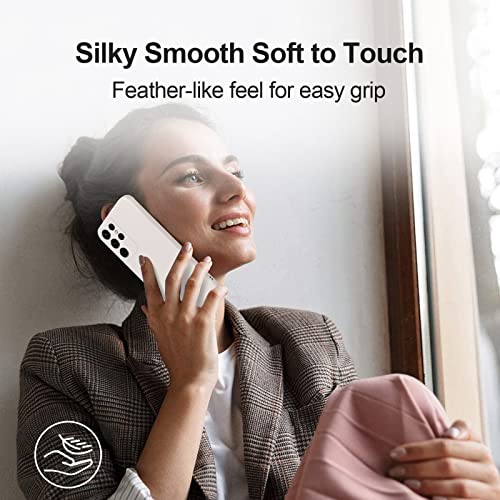 GiiYoon Silicone Case Compatible with Samsung Galaxy S21 Ultra 5G, Full Body Silky Soft Touch Phone Case with Camera Protection, Shockproof Cover with Microfiber Lining, Off White