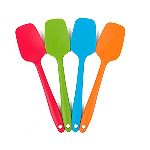 Delidge 4-Piece Silicone Spatula 11inch Large Rubber Heat-Resistant Baking Spatulas Baking Mixing Tool Non-Stick Flexible Seamless Spatulas with Stainless Steel Core