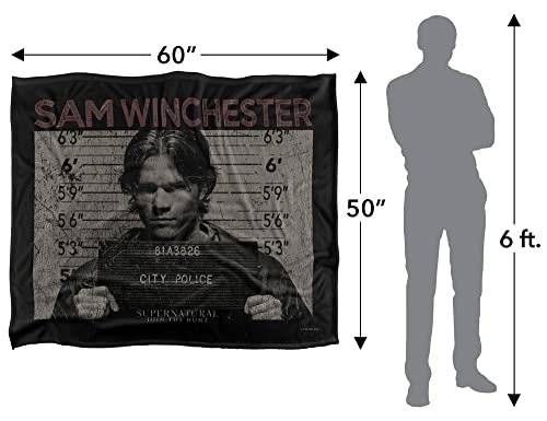 Supernatural Sam Mug Shot Officially Licensed Silky Touch Super Soft Throw Blanket 50" x 60"