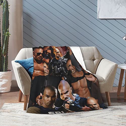 Hamklla Shemar Moore Collage Blanket Ultra-Soft Micro Fleece Blanket Warm Cozy Plush Bed Blanket Lightweight Sofa Throw Blanket, Black, 50'x40'