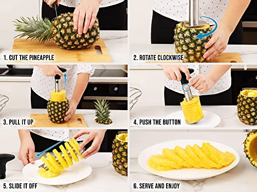 Pineapple Corer (Triple Reinforced Stainless Steel) with Eye Removal Tool - Pineapple Cutter with Reinforced Welding & Thick Blade - Pineapple Slicer and Corer Tool for Easy Core Removal by Zulay