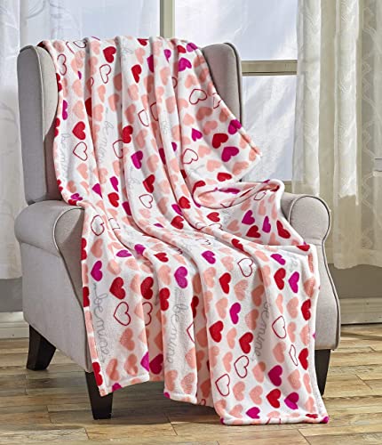 Décor&More Amor Eterno Be Mine Love Collection Valentine's Day Heart Ultra Plush Throw Blanket (50" x 60") - Be Mine
