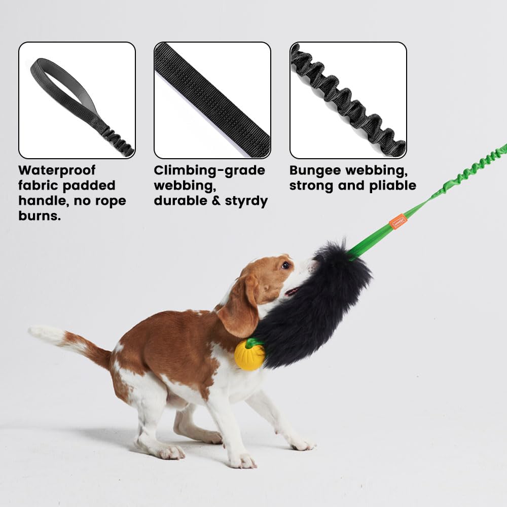 HOWGO Dog Rope Toy,Dog Bungee Chaser Toy 100% Sheepskin,Sheep Smell Tug Toy for All Breeds (Purple, Large)