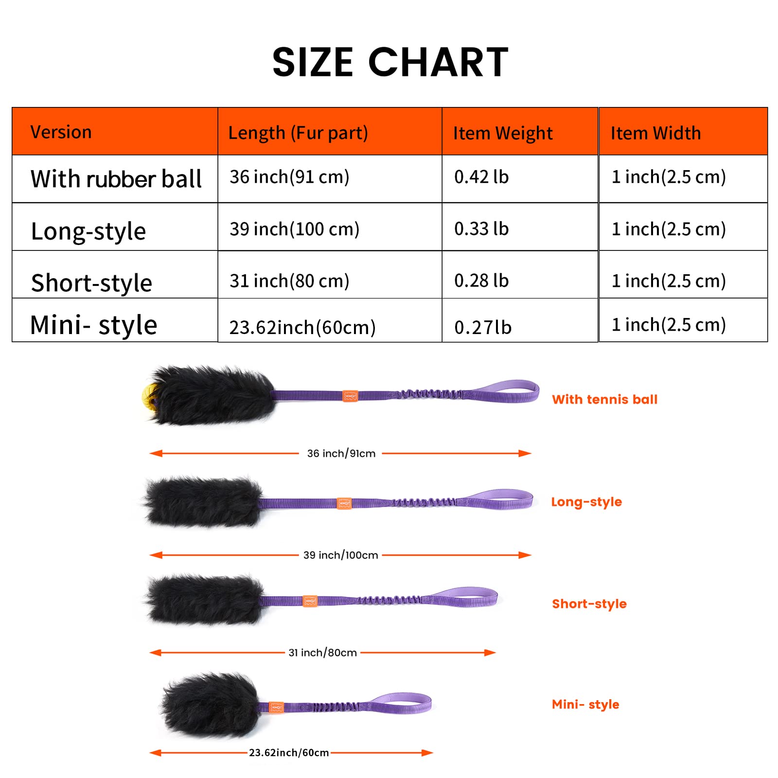 HOWGO Dog Rope Toy,Dog Bungee Chaser Toy 100% Sheepskin,Sheep Smell Tug Toy for All Breeds (Purple, Large)
