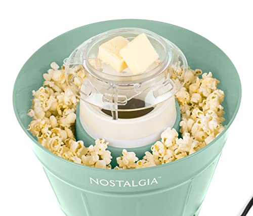 Nostalgia Hot Air Electric Popcorn Bucket with Lid, 24 Cup, Healthy Oil Free Popcorn with a Removable Serving Bucket for Easy Snacking, Sage