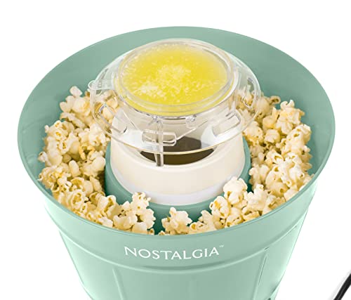 Nostalgia Hot Air Electric Popcorn Bucket with Lid, 24 Cup, Healthy Oil Free Popcorn with a Removable Serving Bucket for Easy Snacking, Sage