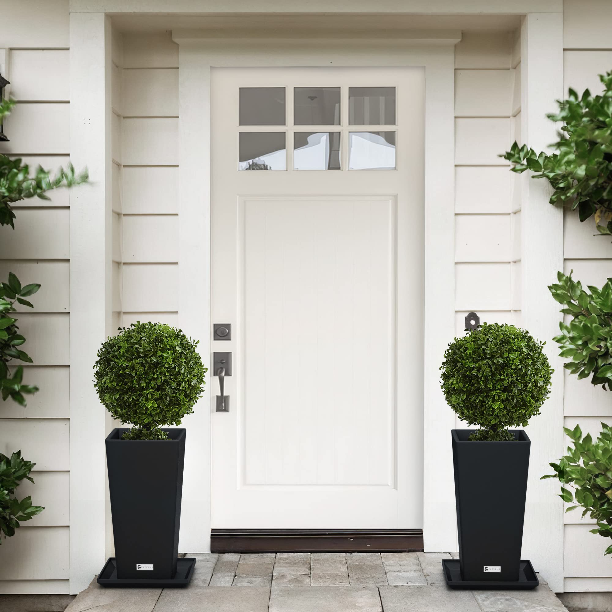 Elevens 28" Outdoor Planter Larger Flower Pots Indoor Modern Tapered Square Outdoor Planter Indoor and Outdoor Flower Pots for Front Door, Patio and Deck（2 Packs）