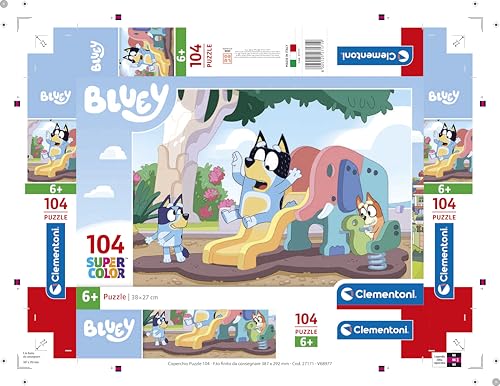 Clementoni - 27171 - Supercolor Puzzle Bluey - 104 Pieces - Jigsaw Puzzle for Kids Age 6 - Made in Italy