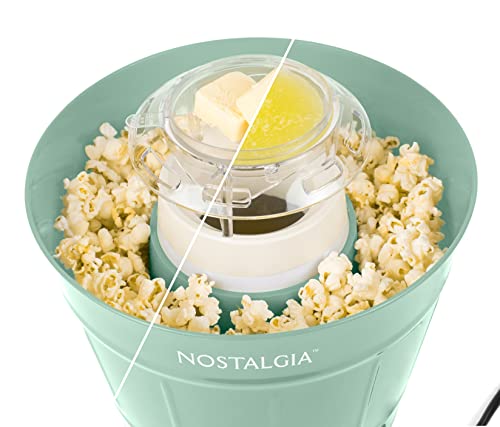 Nostalgia Hot Air Electric Popcorn Bucket with Lid, 24 Cup, Healthy Oil Free Popcorn with a Removable Serving Bucket for Easy Snacking, Sage
