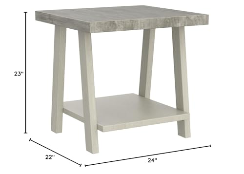 Roundhill Furniture Athens Contemporary Two-Tone Wood Shelf End Table, Weathered Gray and Beige