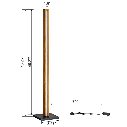 EDISHINE Wooden Corner Floor Lamp, Sleek Dimmable LED Atmosphere Lamp, Minimalist Standing Mood Lighting for Living Room, Bedroom, Studio, Office, 3000K Warm Light, 46"