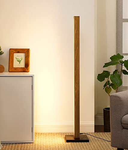 EDISHINE Wooden Corner Floor Lamp, Sleek Dimmable LED Atmosphere Lamp, Minimalist Standing Mood Lighting for Living Room, Bedroom, Studio, Office, 3000K Warm Light, 46"