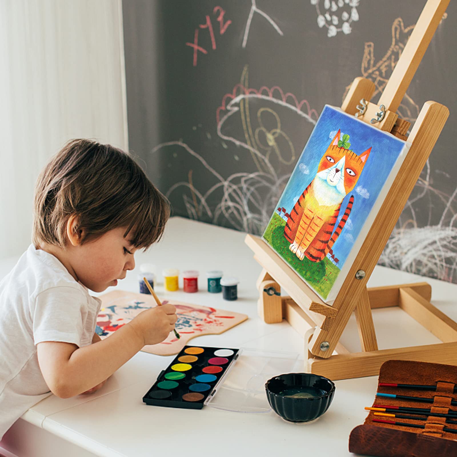 4 Packs Stretched Canvases for Painting with 3x5in,5x7in,8x10in,10x12in, Primed Canvas,Blank Painting Canvas for Oil & Acrylic Paint.