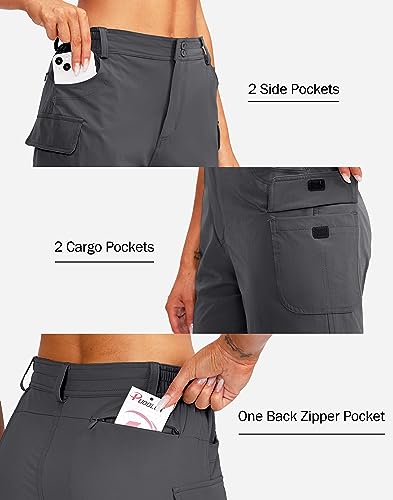 Pudolla Women's Golf Hiking Shorts 4.5" Quick Dry Summer Shorts for Women Work Travel Walk Outdoor with Pockets(Dark Grey X-Large)