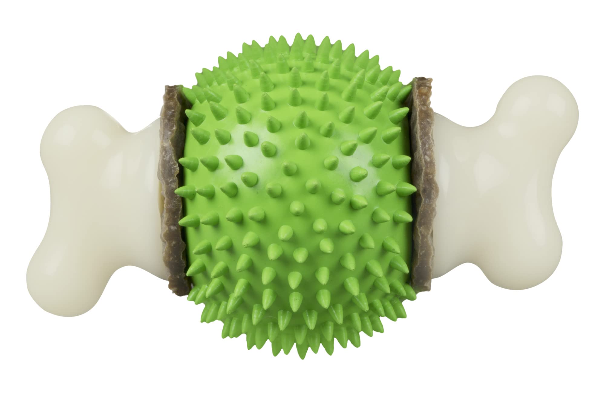 MUHU Premier Pet Ring Holding Dog Toy for Medium Dogs - Ball with Refillable, Rawhide Chew Rings - Durable Treat and Toy Combo for Long-Lasting Play (m)