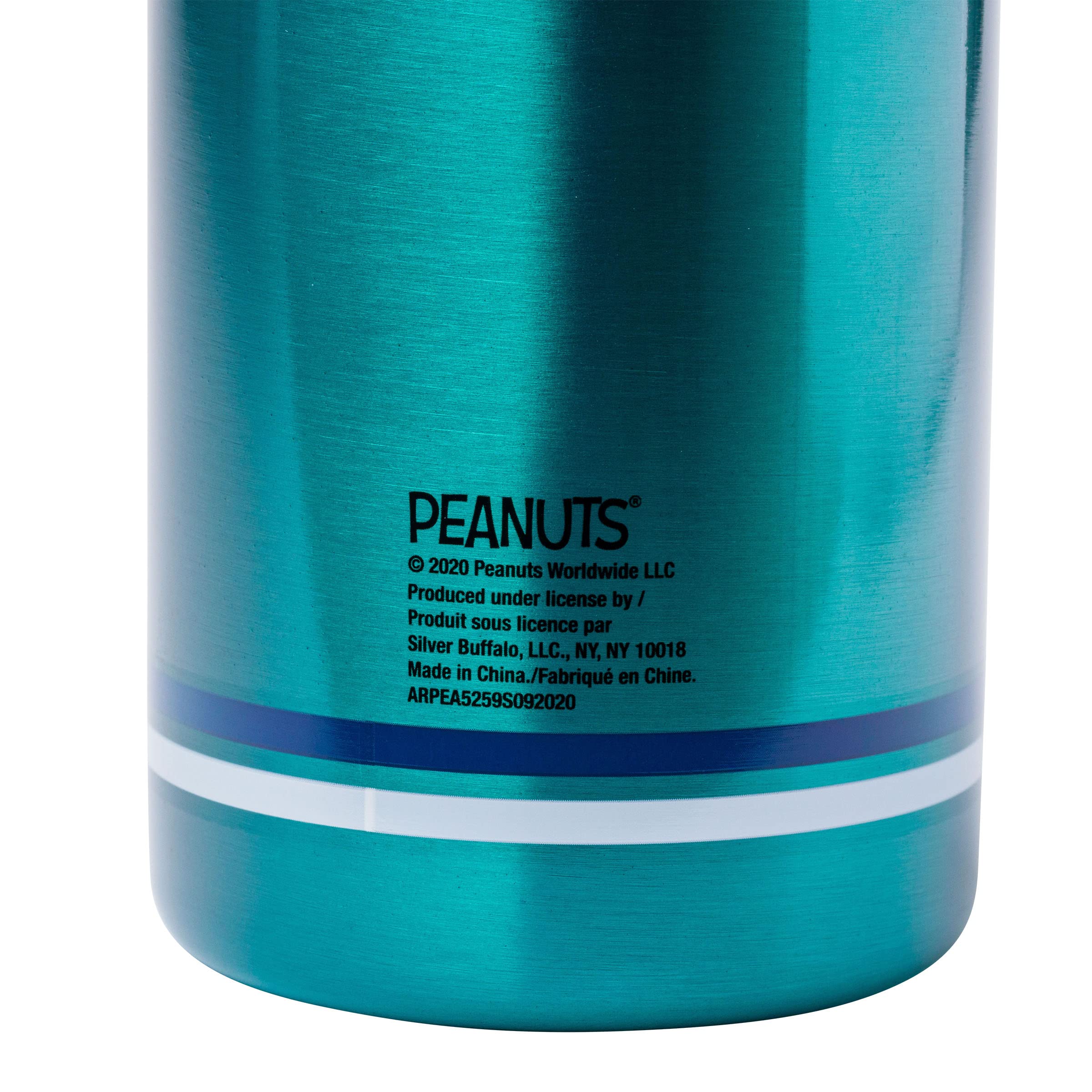 Silver Buffalo Peanuts Snoopy Collegiate Stainless Steel Water Bottle with Strap, 27 Ounces