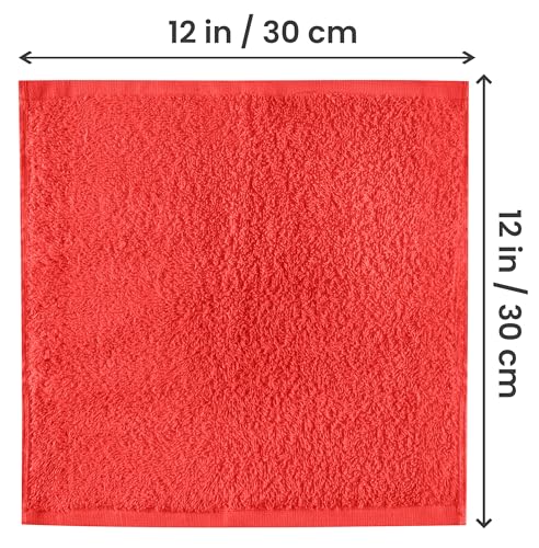 Utopia Towels 12 Pack Cotton Washcloths Set - 100% Ring Spun Cotton, Premium Quality Flannel Face Cloths, Highly Absorbent and Soft Feel Fingertip Towels (Coral)