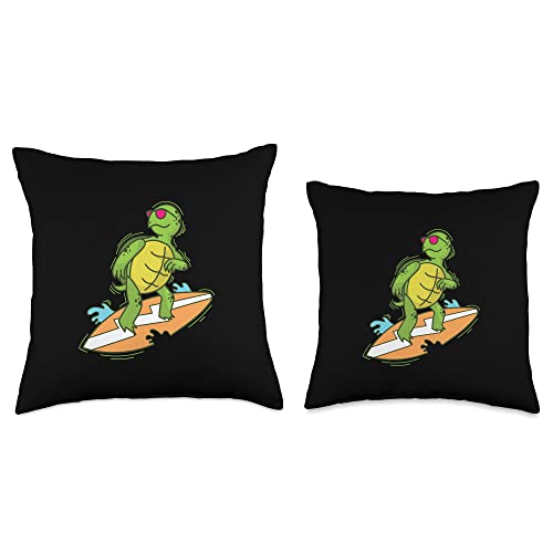 Turtle reptile carapace old Sauropsida Testudines Turtle Surfing Reptiles Water Back Cover Throw Pillow, 16x16, Multicolor
