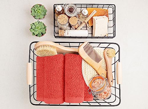 Utopia Towels 12 Pack Cotton Washcloths Set - 100% Ring Spun Cotton, Premium Quality Flannel Face Cloths, Highly Absorbent and Soft Feel Fingertip Towels (Coral)