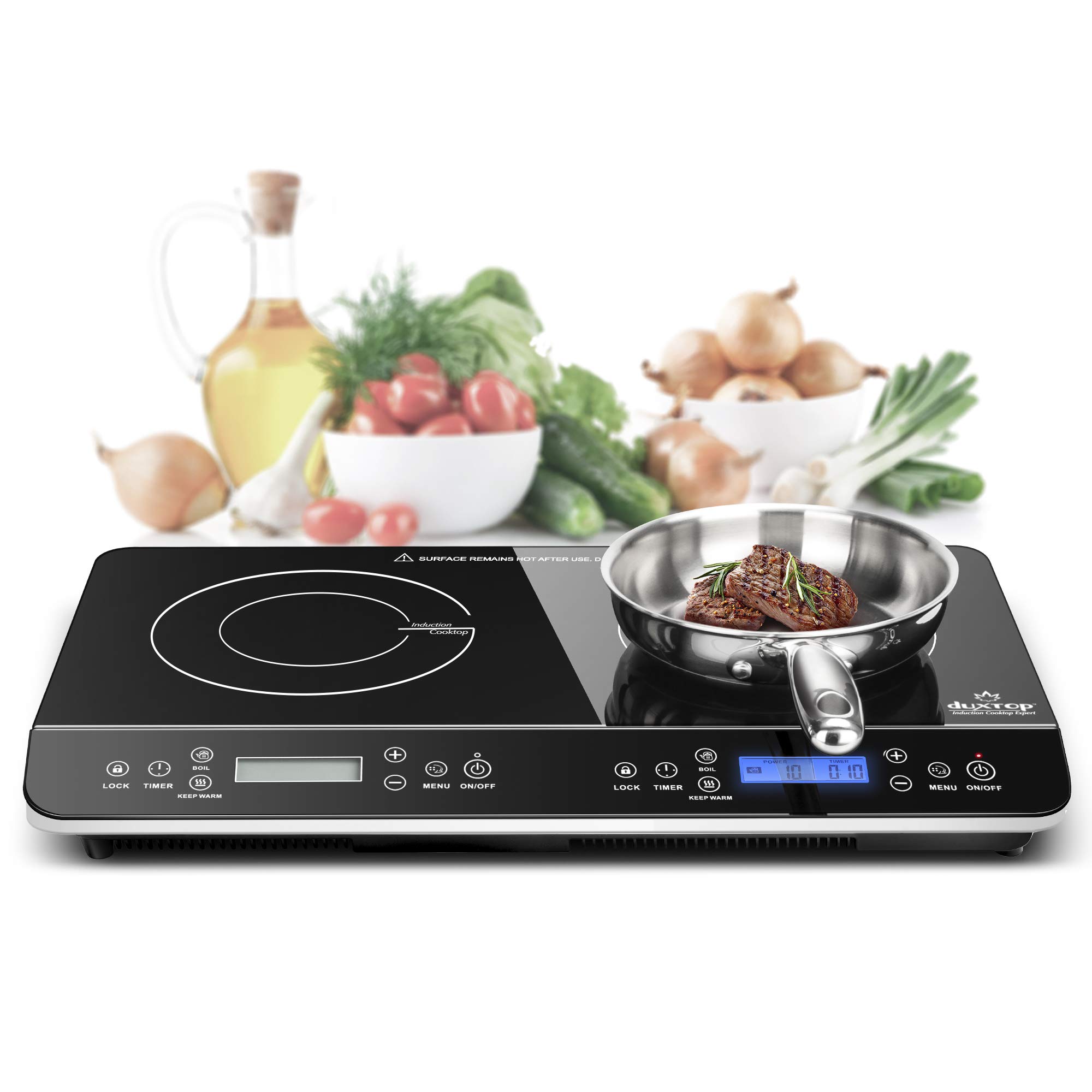 Duxtop LCD Portable Double Induction Cooktop 1800W Digital Electric Countertop Burner Sensor Touch Stove, 9620LS/BT-350DZ & Professional Portable Induction Cooktop, P961LS/BT-C35-D