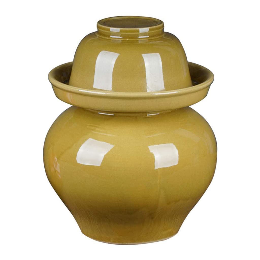 QPZK Thickened Ceramics Fermenting Jar, Porcelain Pickling Jar,Crock Jar Stoneware Pot, Kimchi Pot with Lid Food Storage, Water Seal Fermenting Pickling Kimchi Crock 1KG