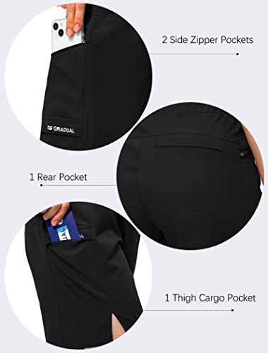 Women's Hiking Long Shorts 9" Quick Dry Cargo Bermuda Shorts Lightweight Knee Length with Zipper Pockets for Women(Black,M)