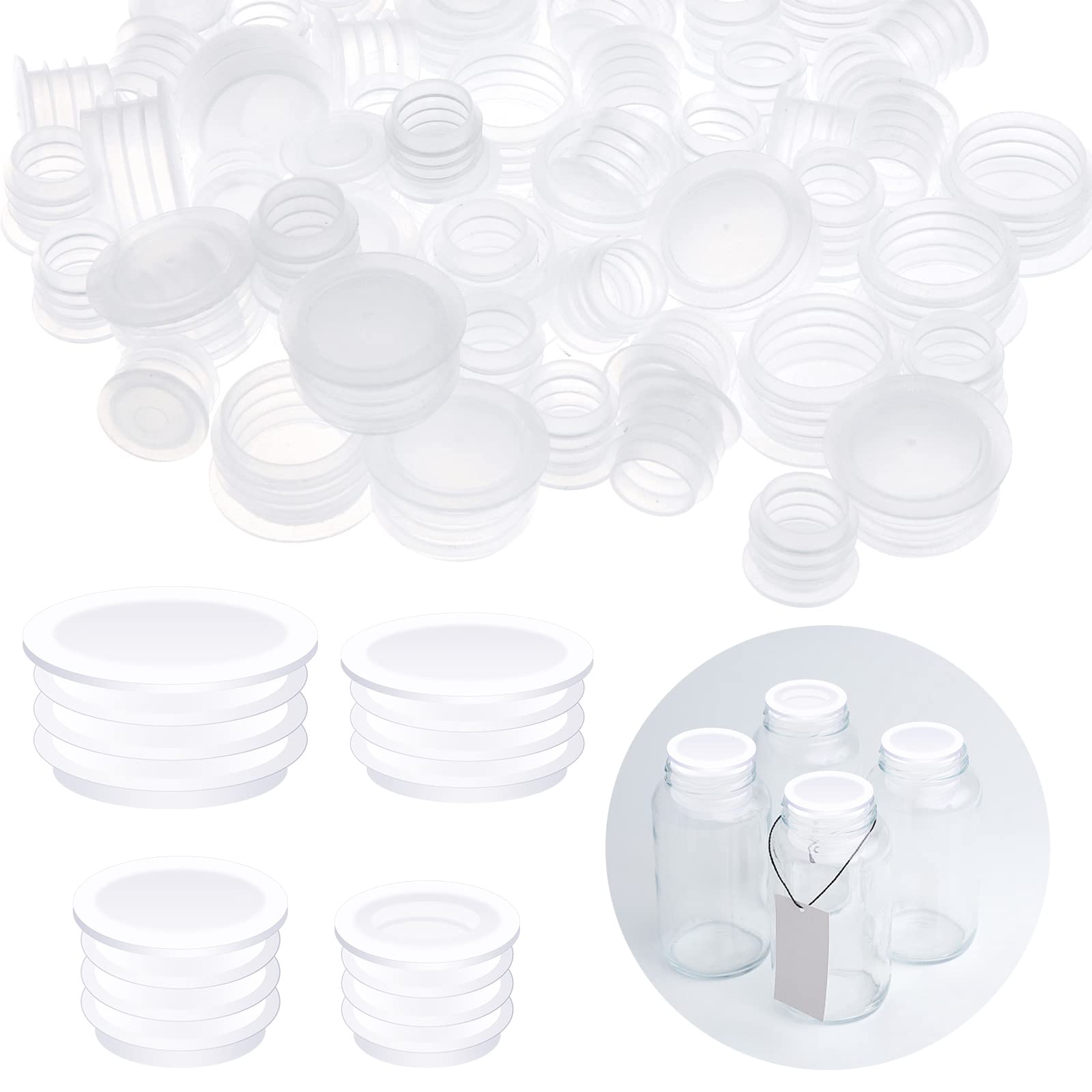 80 Pieces Salt and Pepper Shaker Stoppers 3/4 Inch, 3/5 Inch 1/2 Inch, and 7/16 Inch Plastic Salt Shaker Plug Replacement Salt and Pepper Shaker Stoppers Round Plastic End Cap for Pots Bottles Pipes