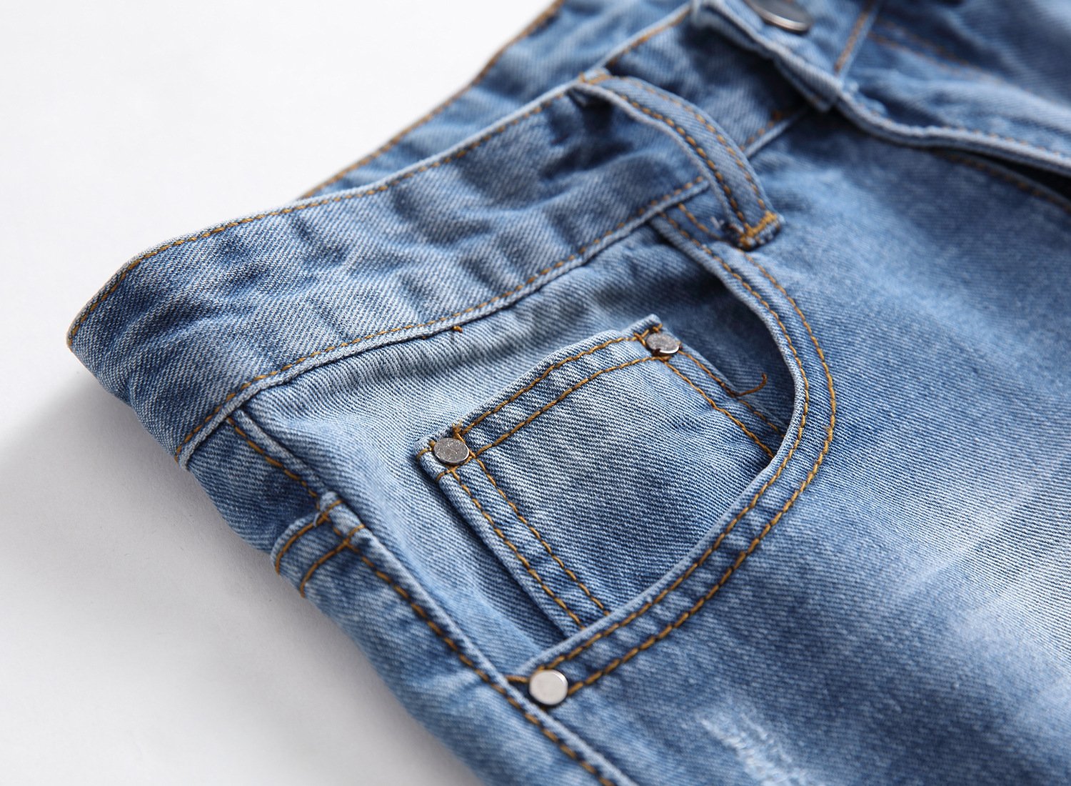 Men's Ripped Distressed Destroyed Straight Fit Washed Denim Jeans(405 Blue, 48)