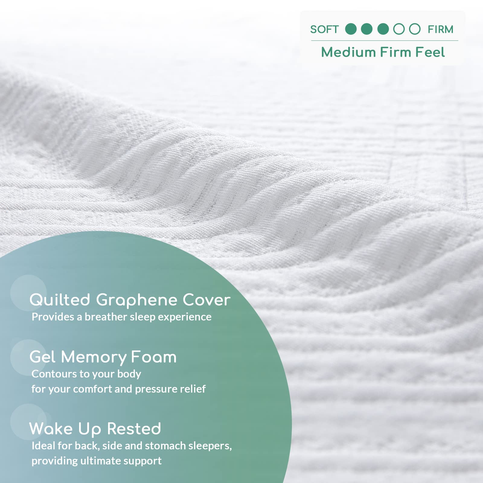 Airdown Twin XL Mattress, 10 Inch Memory Foam Mattress in a Box, Medium Firm Green Tea Twin XL Size Mattress for Cool Sleep & Pressure Relief, CertiPUR-US Certified, Made in USA, White