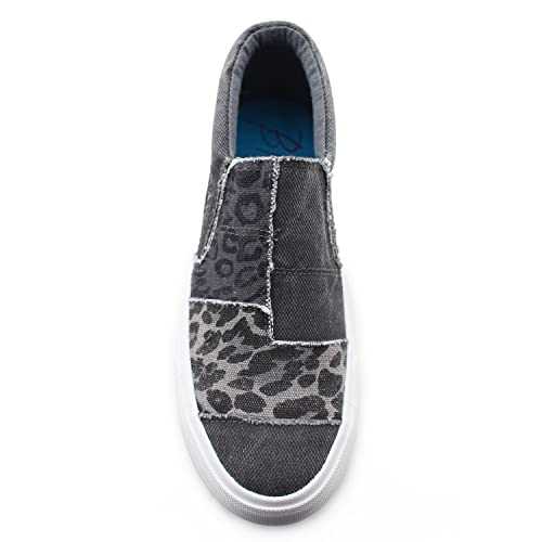 Blowfish Malibu Women's Maddox Sneaker, Grey Smoked Canvas/Smokey City Kitty/Charcoal Paper Cat, 7 M US
