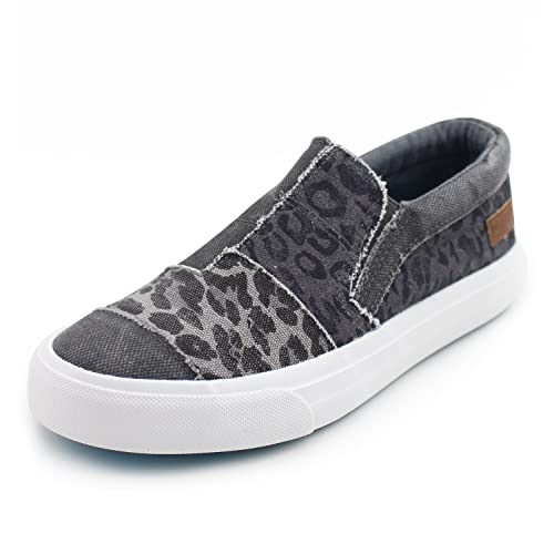 Blowfish Malibu Women's Maddox Sneaker, Grey Smoked Canvas/Smokey City Kitty/Charcoal Paper Cat, 7 M US