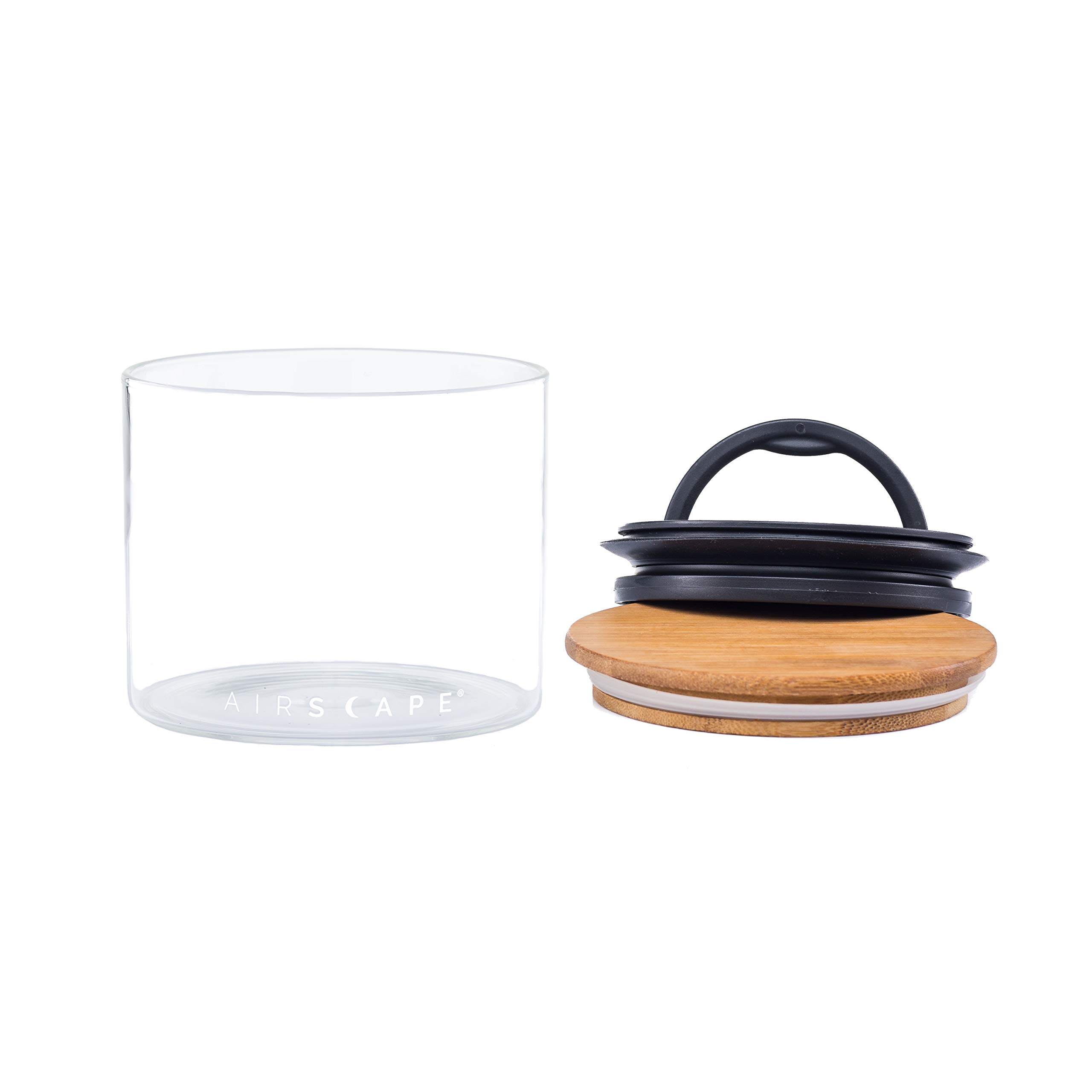 AirScape Glass Storage Canister - Set of 2 - Patented Airtight Lid Removes Excess Air & Preserves Food Freshness, Glass Container with Bamboo Lid (Small & Medium)
