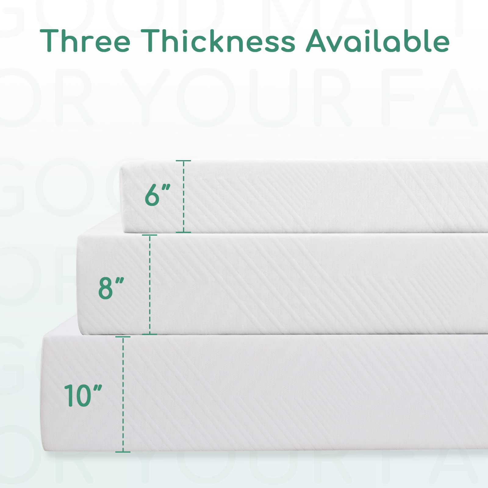 Airdown Twin XL Mattress, 10 Inch Memory Foam Mattress in a Box, Medium Firm Green Tea Twin XL Size Mattress for Cool Sleep & Pressure Relief, CertiPUR-US Certified, Made in USA, White