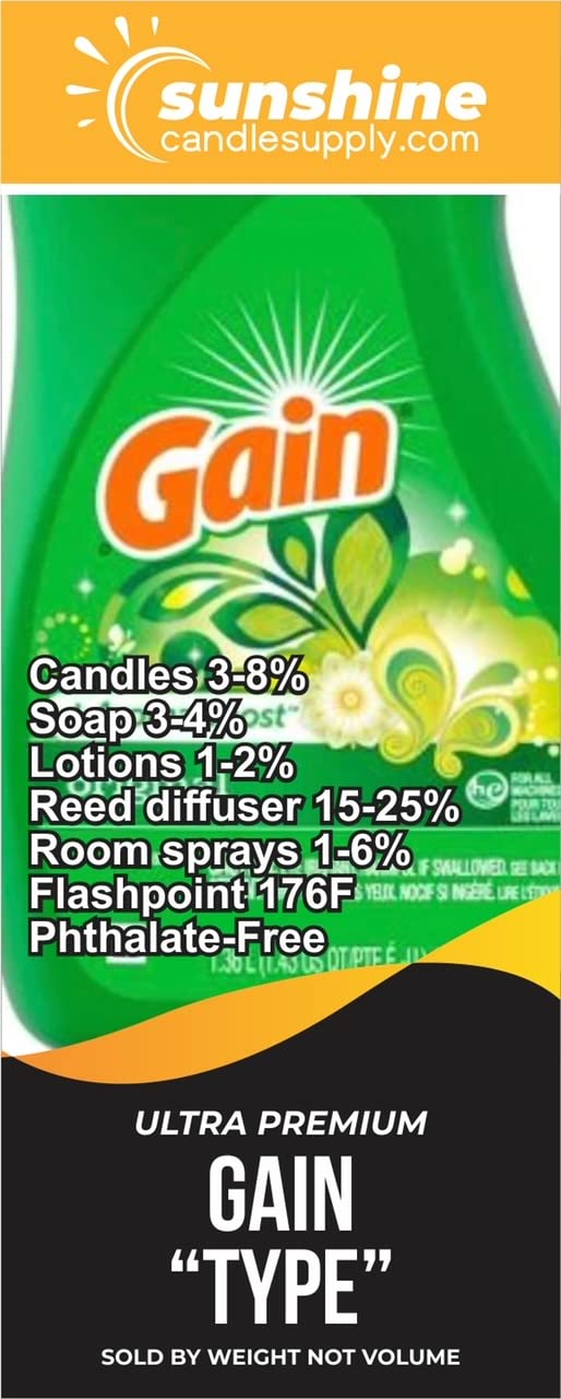 Gain "Type" Ultra Premium Fragrance Oil for Candles, soap, Body Products and diffusers. 8 Ounce Bottle