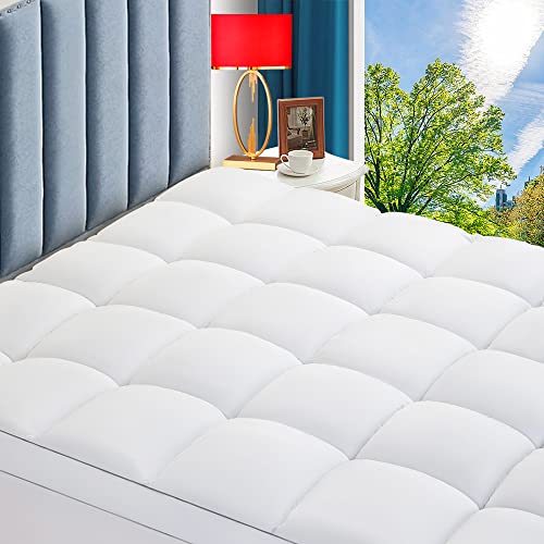 TOAO Queen Mattress Topper, Extra Thick Mattress Pad Cover for Back Pain Relief, Cooling Pillow Top with 8-21" Deep Pocket 5D Snow Down Alternative Fill(White,Queen)