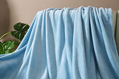 Flannel Fleece Throw Blanket for Couch Bed or Sofa Lightweight Super Soft for All Season (Sky Blue,50x60inch)