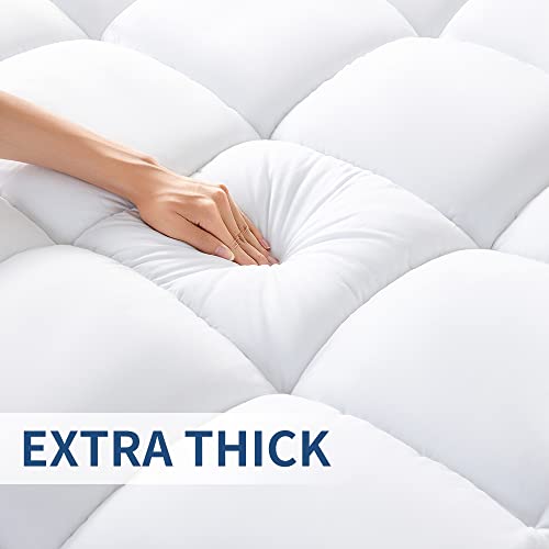 TOAO Queen Mattress Topper, Extra Thick Mattress Pad Cover for Back Pain Relief, Cooling Pillow Top with 8-21" Deep Pocket 5D Snow Down Alternative Fill(White,Queen)