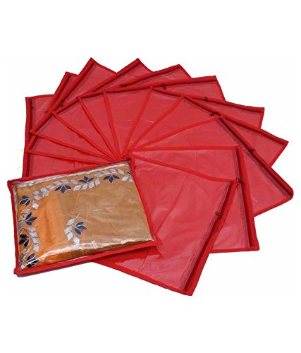 Fashion Bizz Fashion Bizz Saree Cover Set of 12-Red