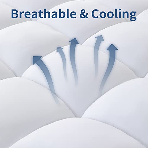 TOAO Queen Mattress Topper, Extra Thick Mattress Pad Cover for Back Pain Relief, Cooling Pillow Top with 8-21" Deep Pocket 5D Snow Down Alternative Fill(White,Queen)